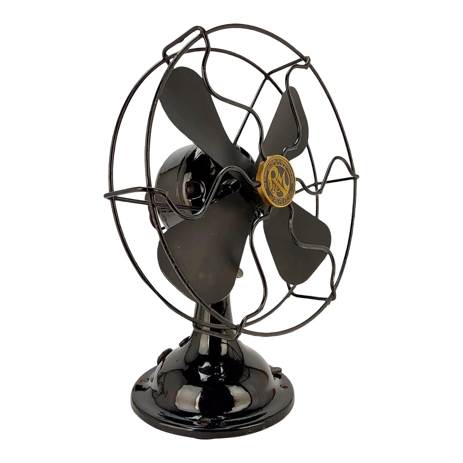 1914 Robbins & Myers R&M Desk Ac/Dc All Original Stationary Fan | Chairish