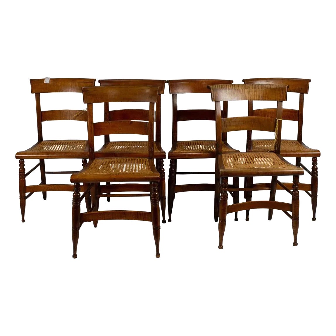 Antique Set of 6 Early 19th C American Federal Maple Dining Chairs W ...