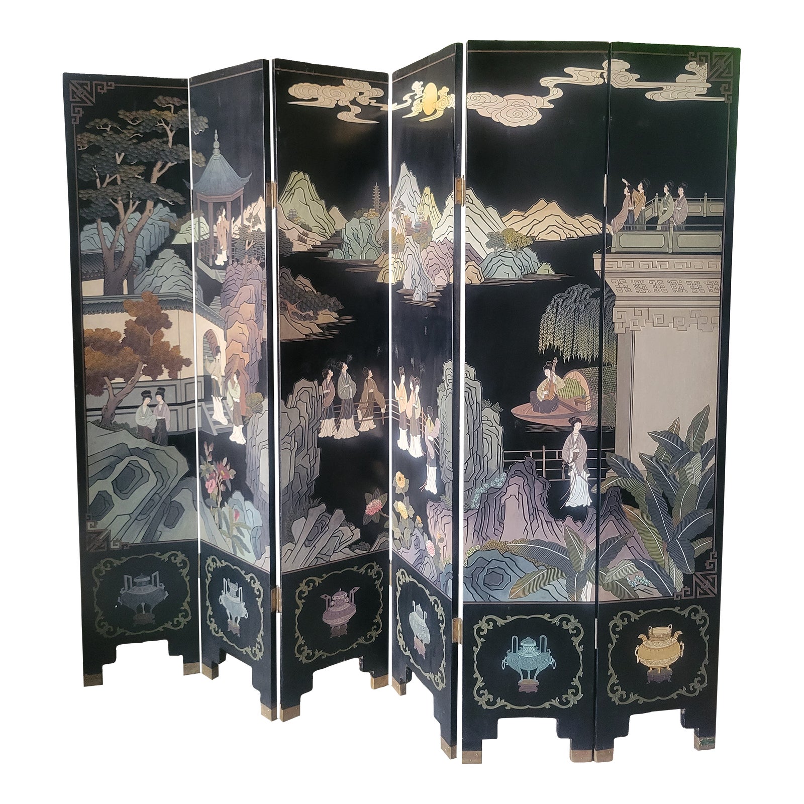 Mid-Century Coromandel Six Panel Screen | Chairish