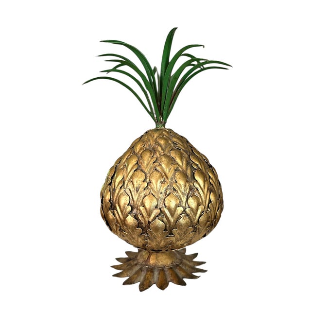 Vintage Large Italian Gilt / Gold Leaf Tole Pineapple Object / Decor ...