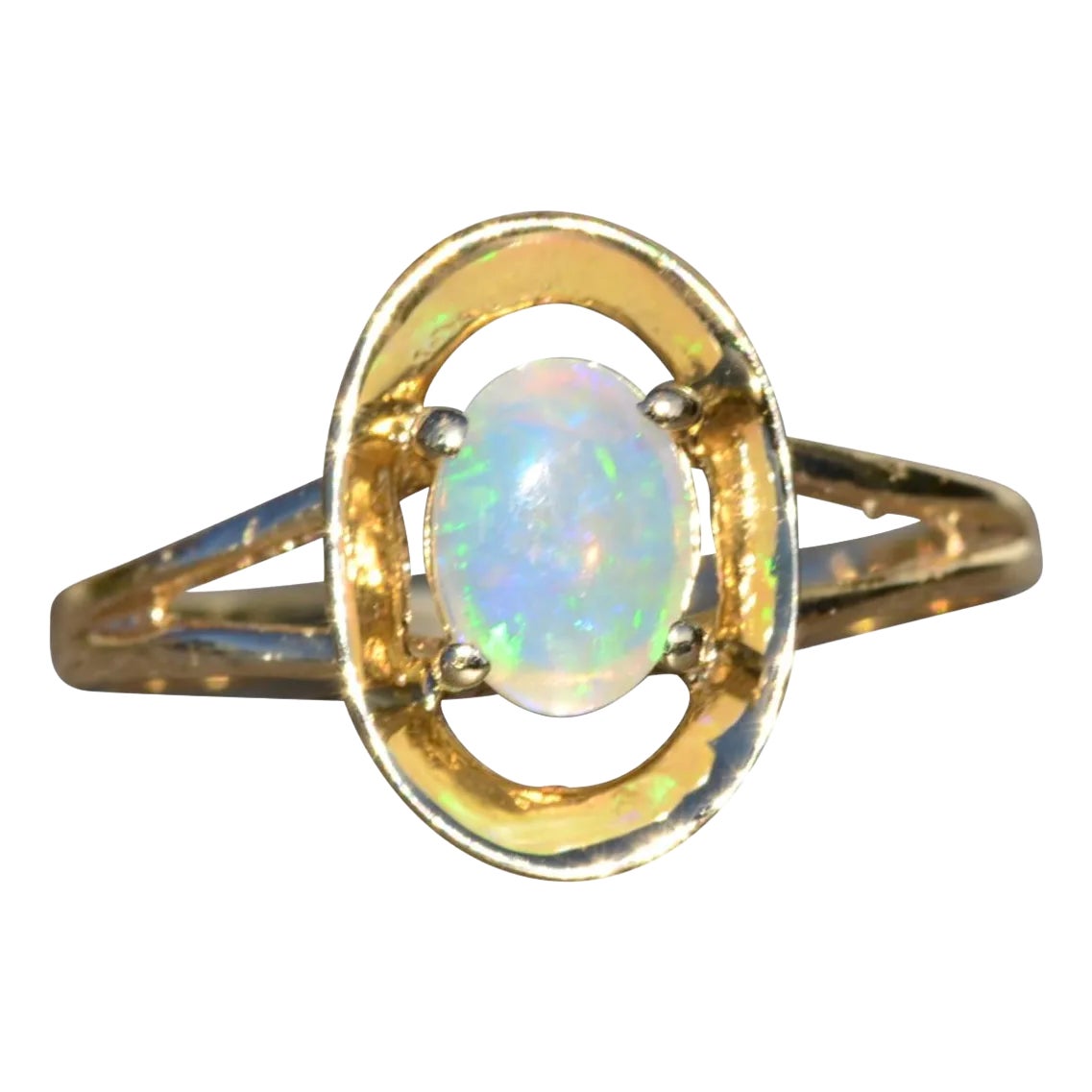 The Calera: Ladies Yellow Gold Australian Opal Ring | Chairish