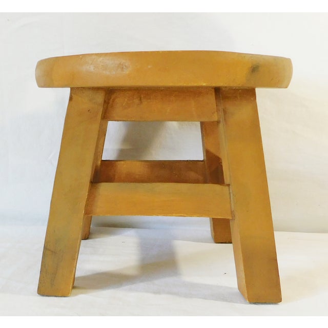 Handcrafted Solid Wood Carved Rainbow Foot Stool | Chairish