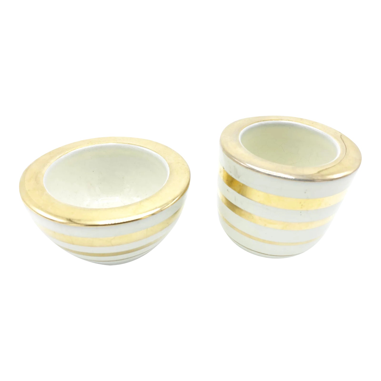 Mid-Century Alfa Hand Painted 22kt Gold Italian Ceramic Display Bowls ...