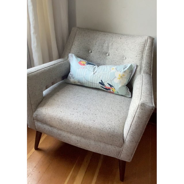 Kate Spade Birdsong Aqua Pillow with Blue Ticking Stripe on Back and ...