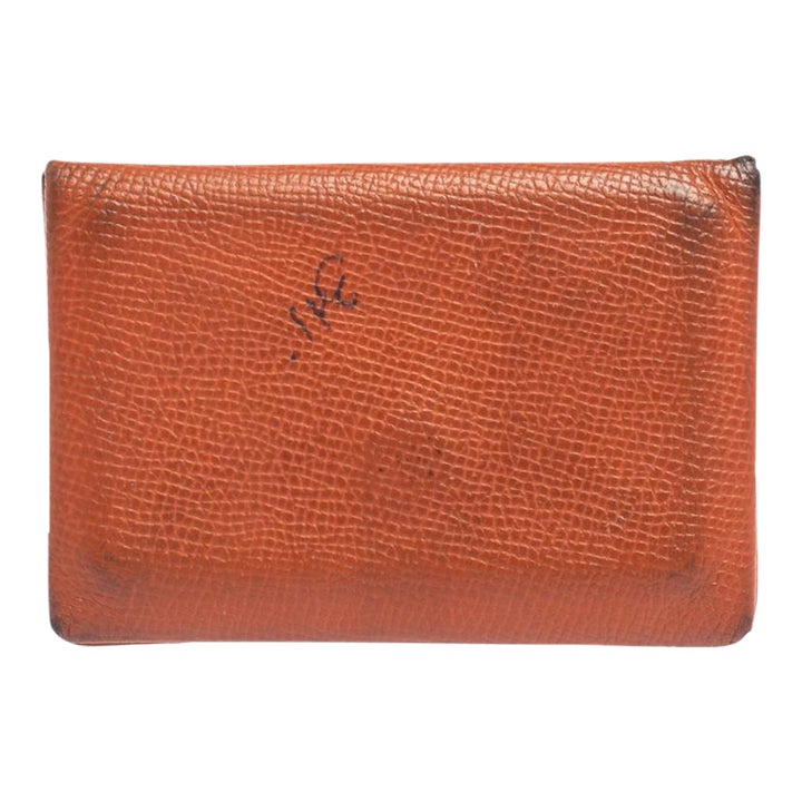Hermes Orange Epsom Leather Calvi Card Holder | Chairish