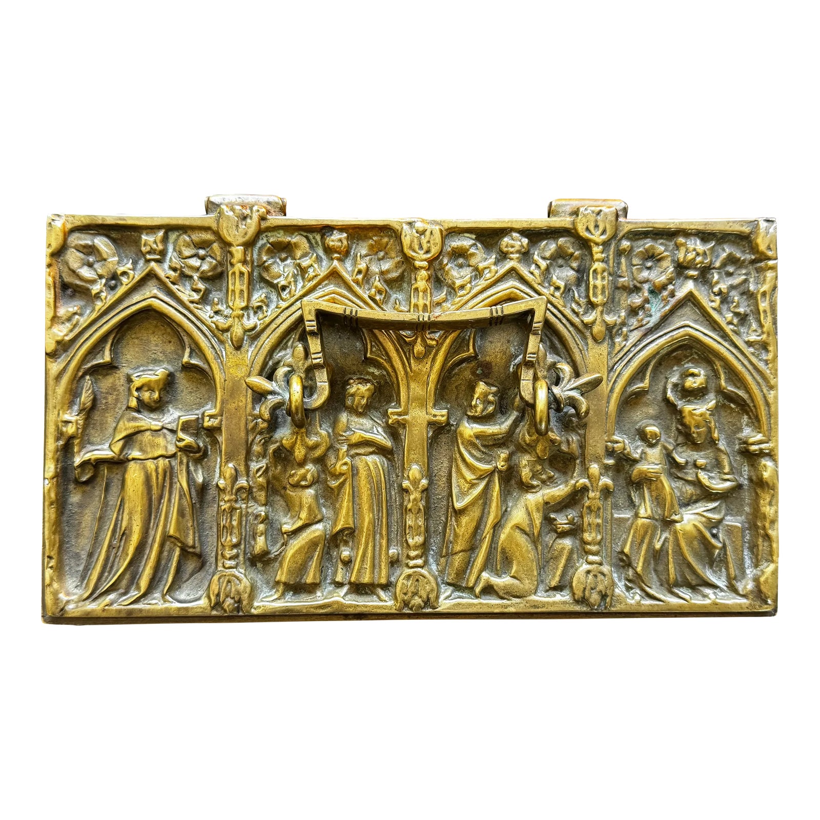 17th Century Gothic Style Bronze Reliquary Box With Repousse Figures ...