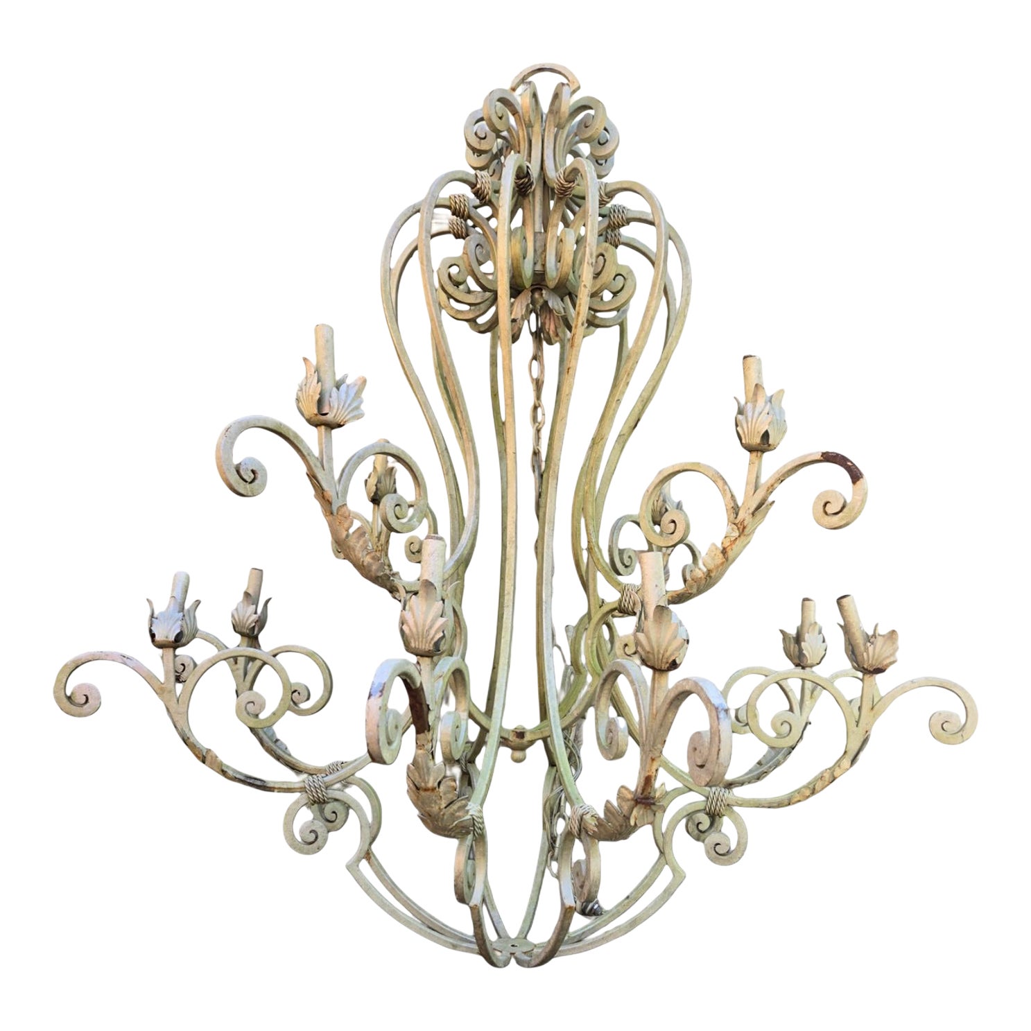 Wrought Iron Chadelier 12 Lights | Chairish