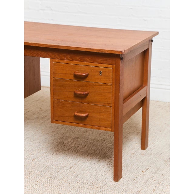 Mid 20th Century Teak Desk With Flip Top | Chairish