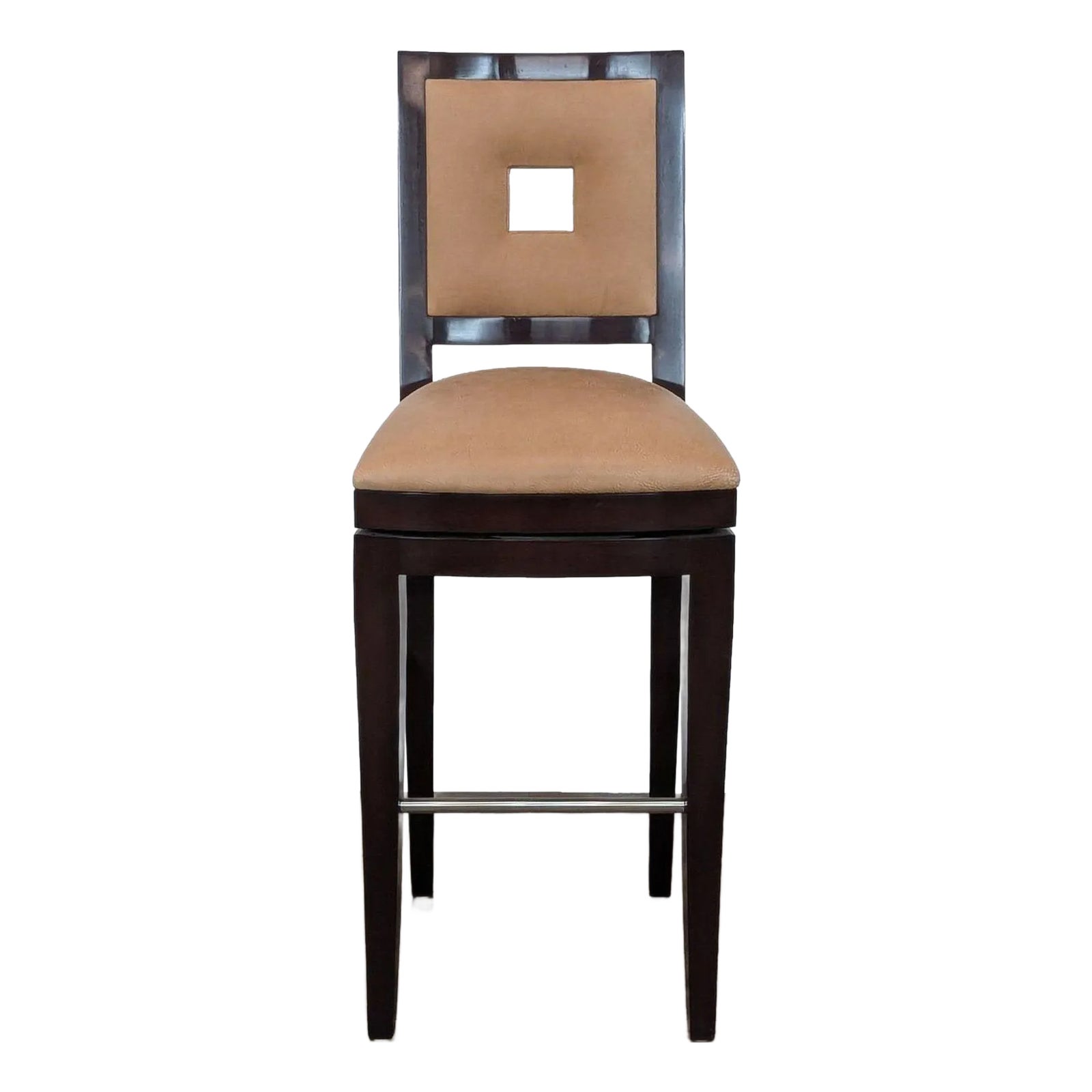 Berman Rosetti Grid Swivel Leather Bar Stool | Chairish