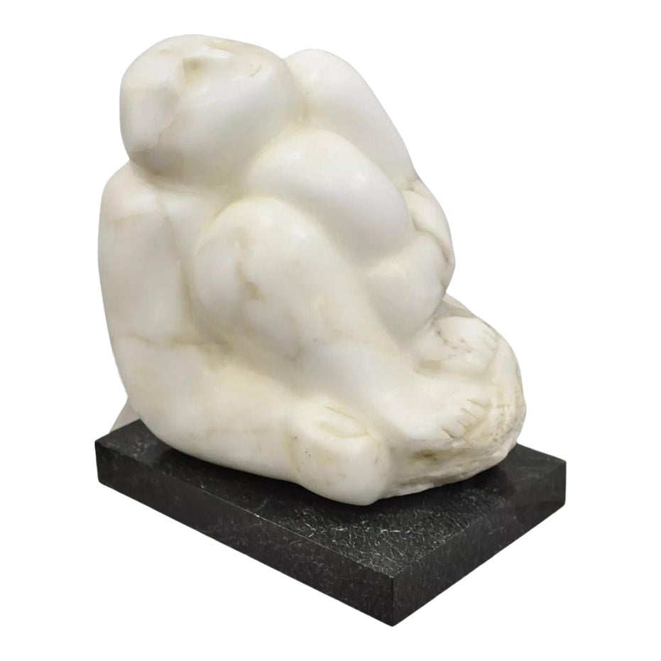 Sheryl C. Benjamin Marble Nude Figure Abstract Sculpture on Marble Base ...