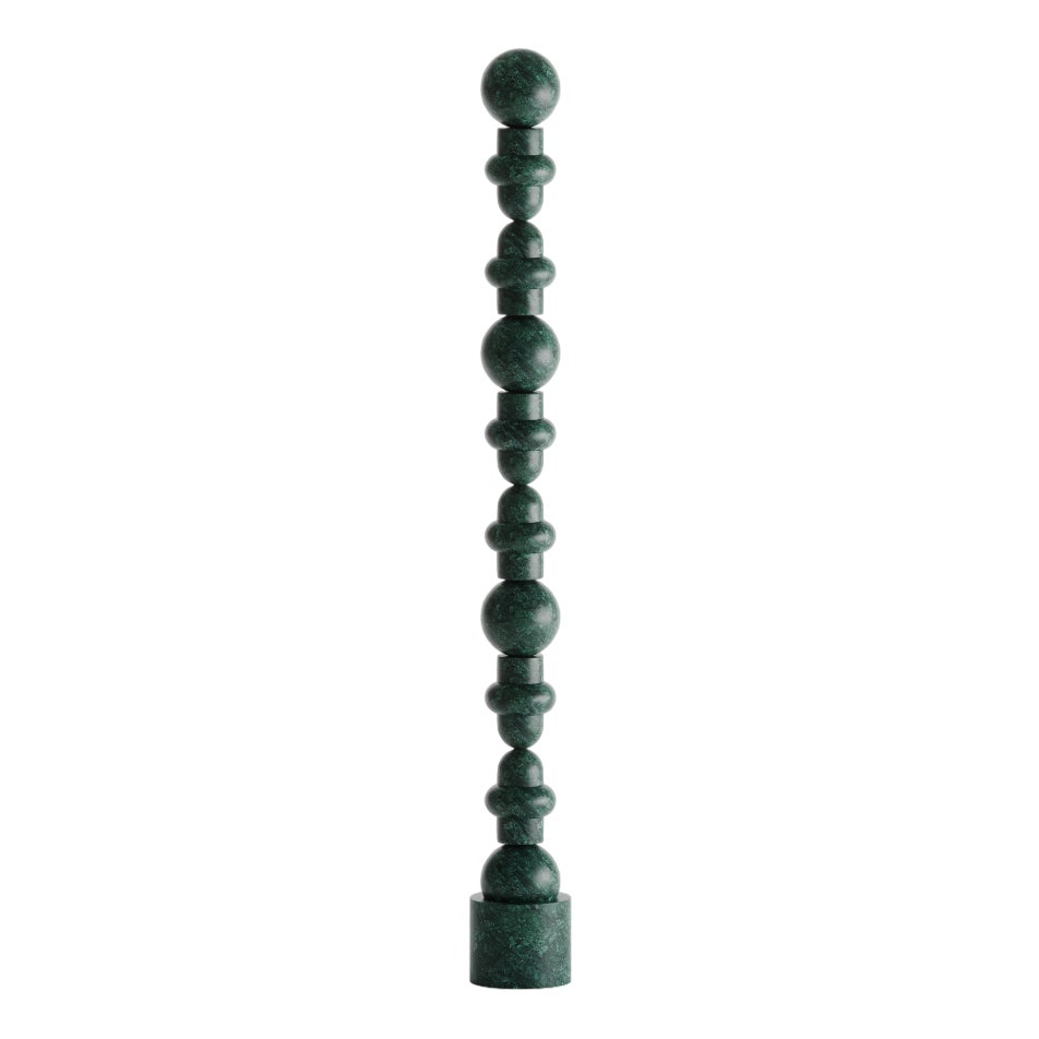 Forest Green Marble Totem Pillar by Ziba Homes | Chairish