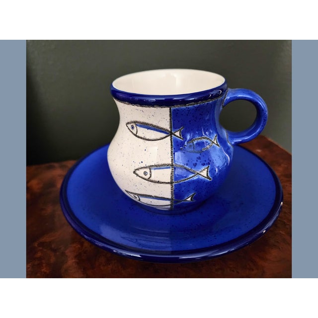 Artesa Pottery Fish Coffee Cups With Saucers Modern Vega Pottery Studio ...