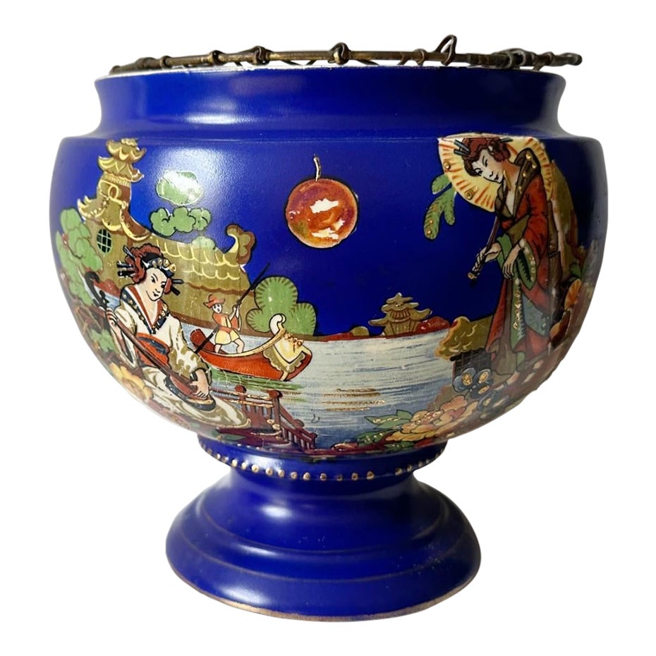 Vintage 1920's Japonica Geisha Rose Bowl With Metal Frog, England ...