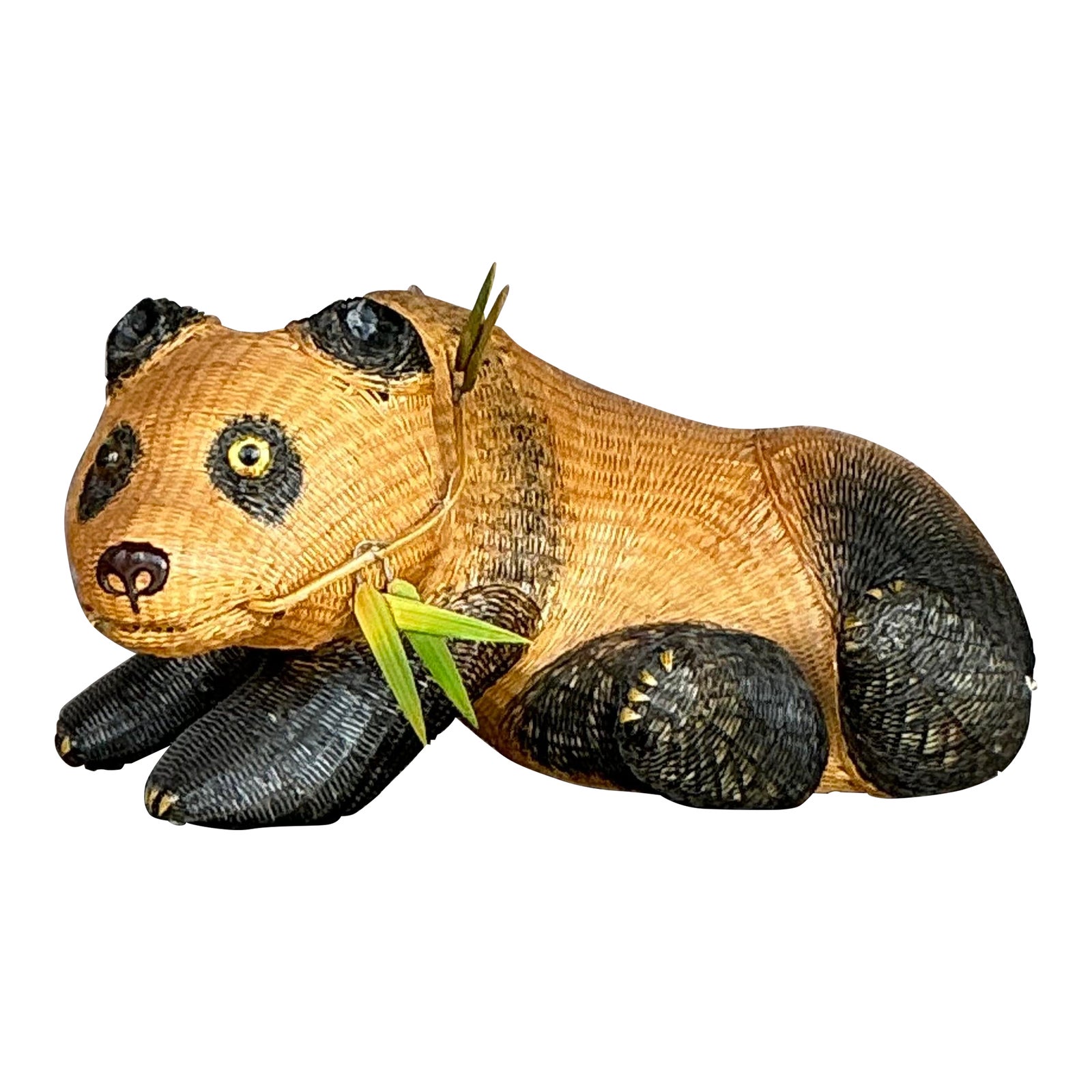 Vintage Boho Shanghai Weave Reclining Panda | Chairish