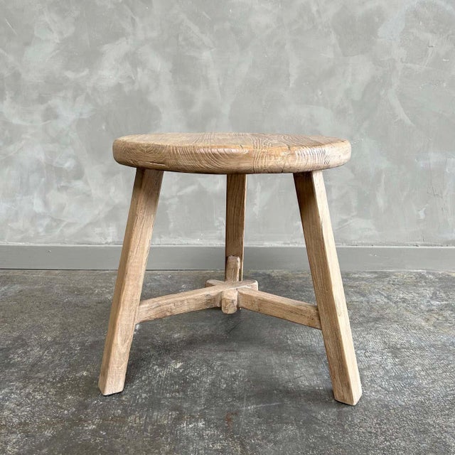 Custom Reclaimed Elm Wood Side Table | Chairish