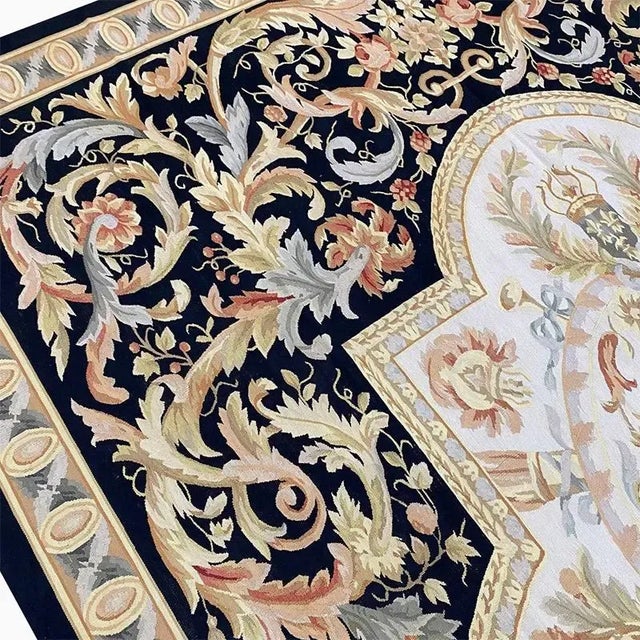 1990s Handwoven French Style Aubusson Area Rug 9’0″ X 12’5″ | Chairish