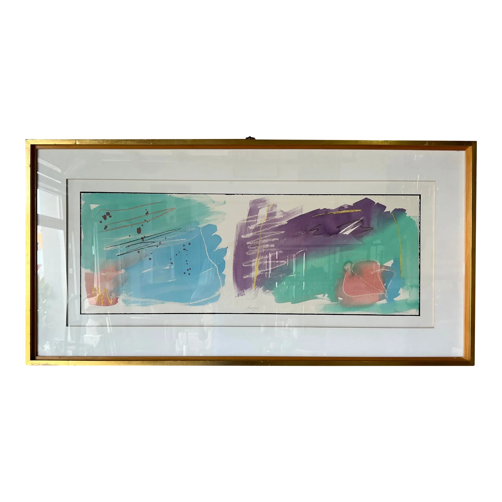 1980's Vintage Angos Expressionist Abstract Painting, Framed | Chairish