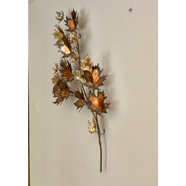 C Jere’ Large Mid Century Modern Maple Leaf Brass Copper Wall Sculpture ...