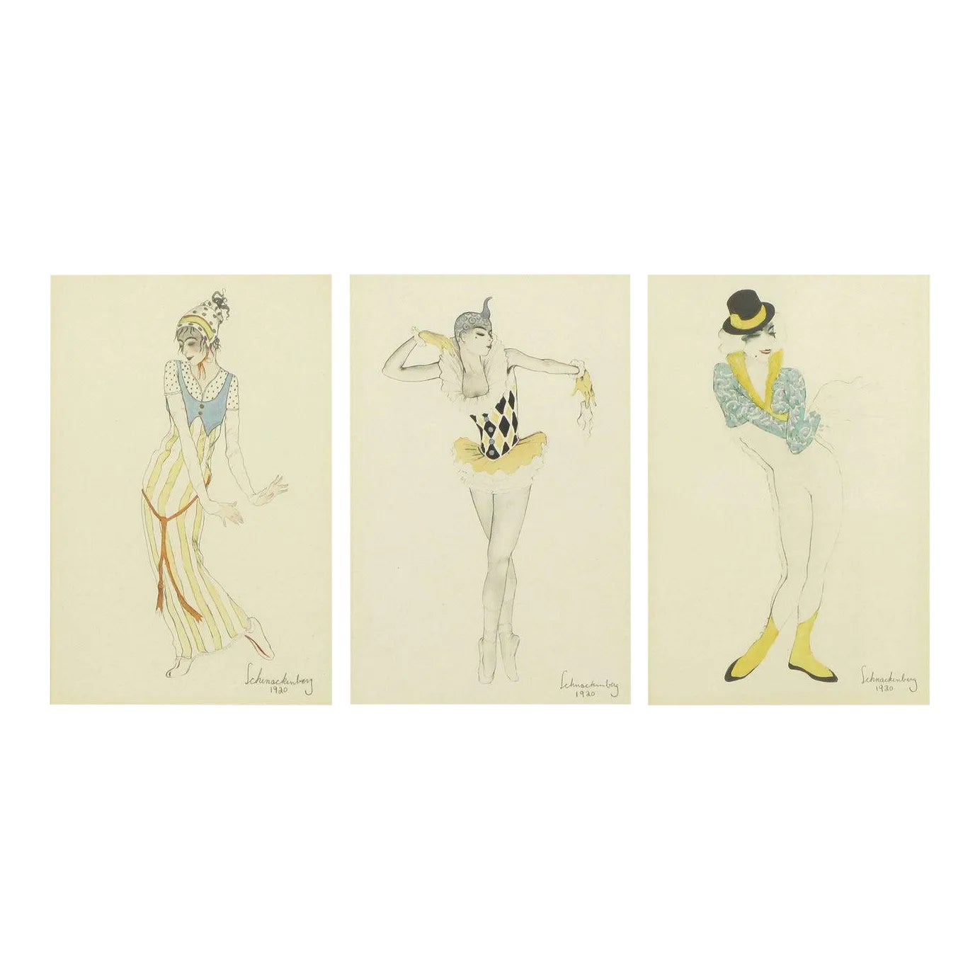 Set Three Walter Schnackenberg "Ballet Und Pantomime" Tinted Prints ...