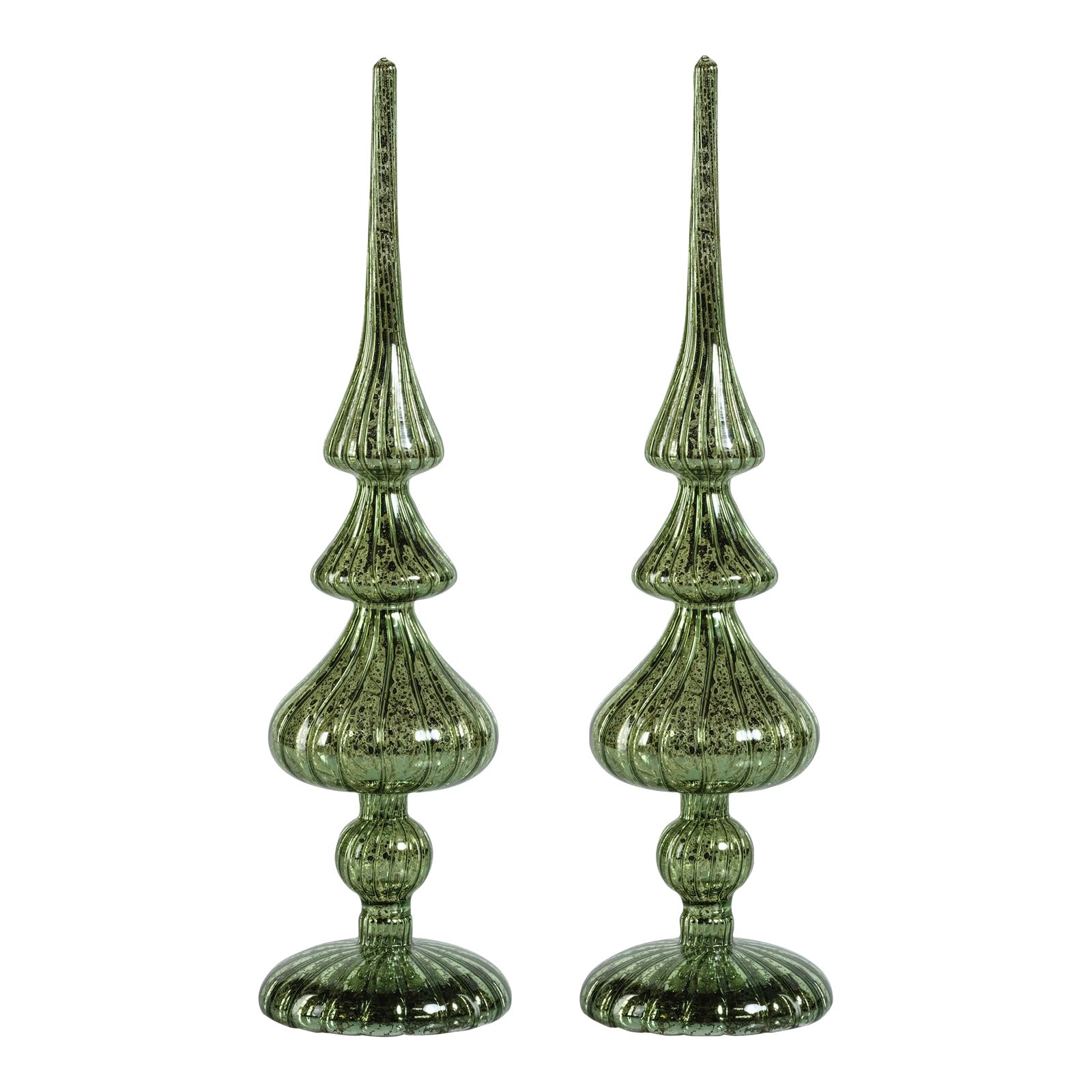 Azenor Green LED Tabletop Finials, Set of 2 | Chairish