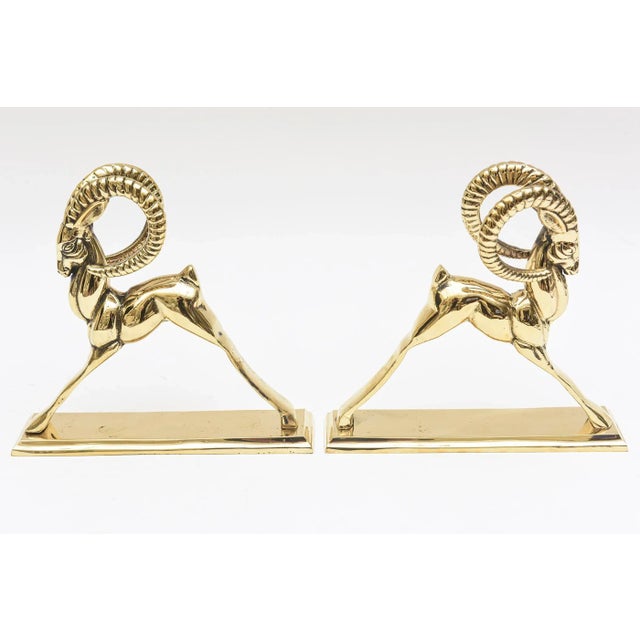 Brass Rams Figures Bookends or Mantel Sculptures Pair of Vintage | Chairish