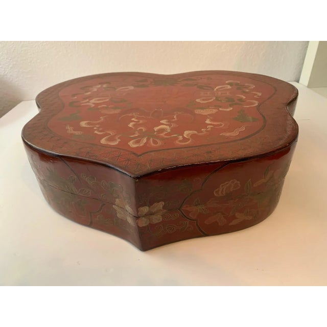 1910s Chinese Lacquered Heart Storage Box | Chairish