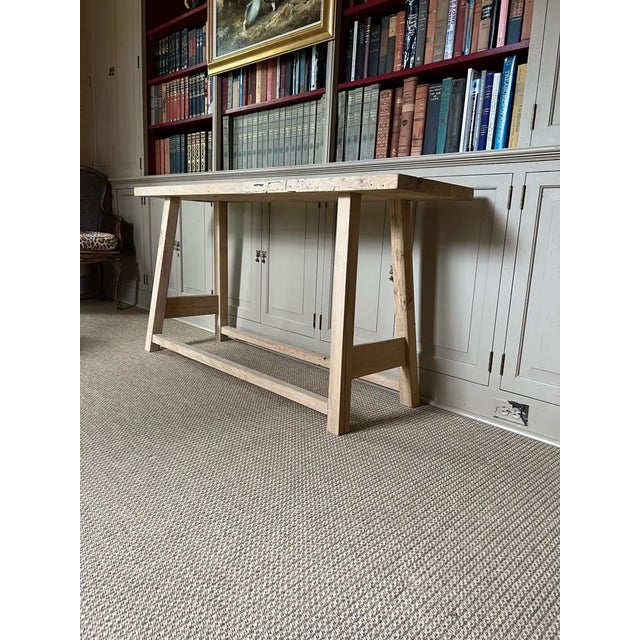 Modern Solid White Oak Console Table by Fortunata Design | Chairish