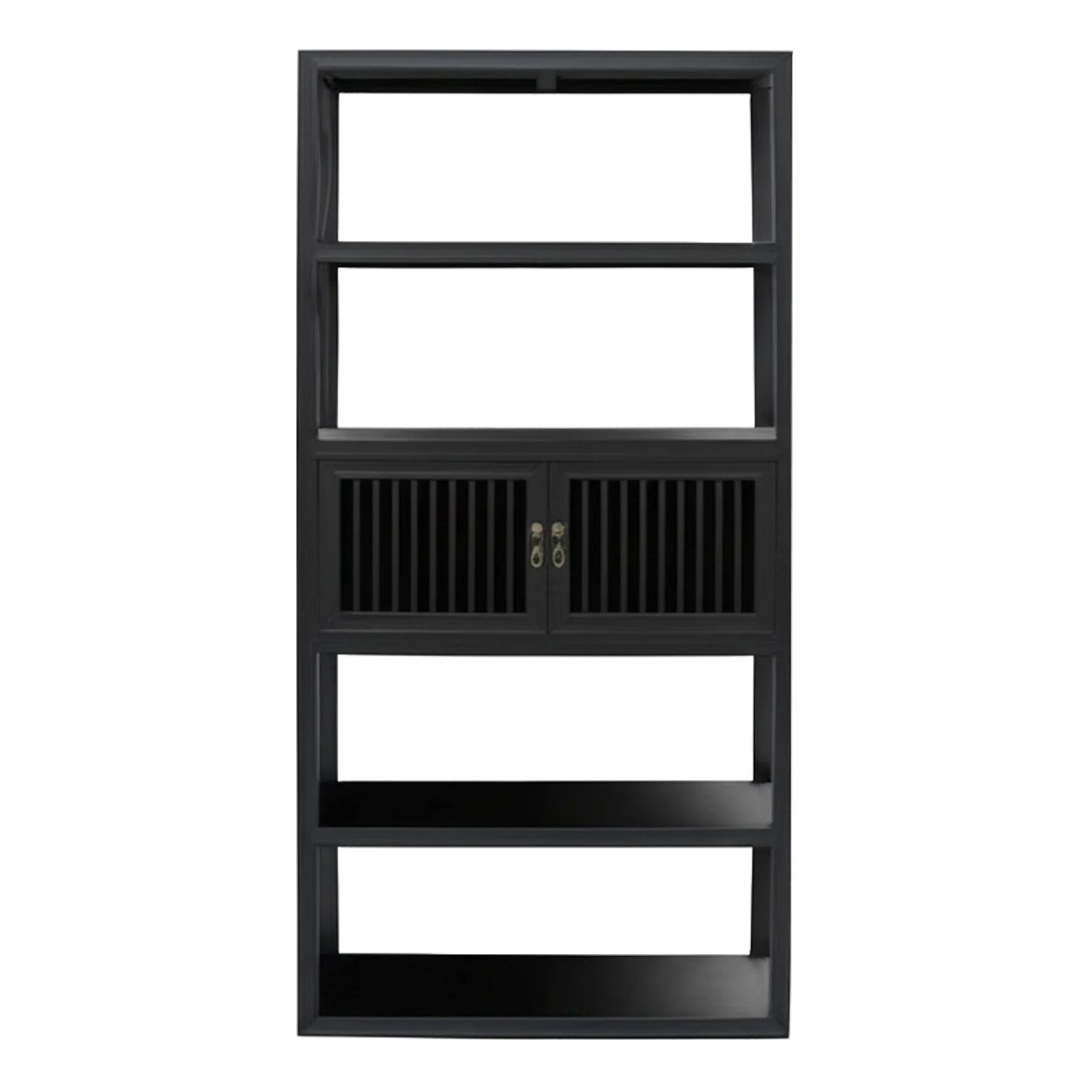 Black Bar Shutter Doors Minimalistic Bookcase Divider Cabinet Etagere ...