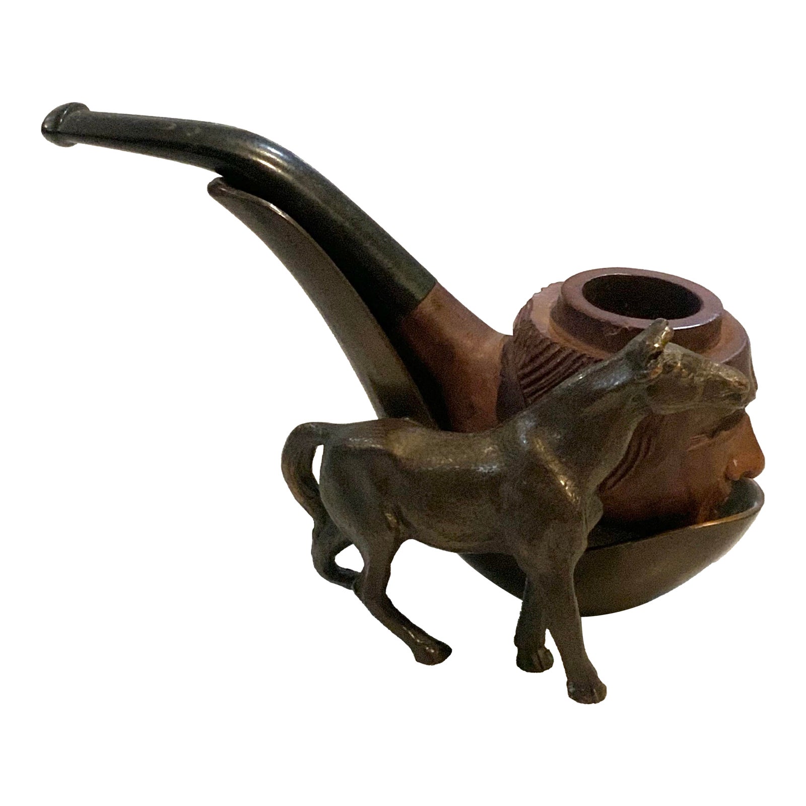 Vintage Gentlemen’s Horse Pipe Rest / Stand With Hand Carved Wooden ...