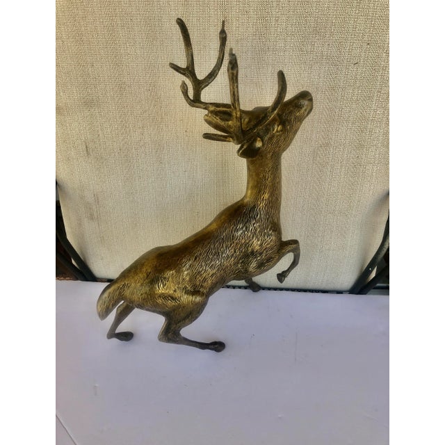 Large Brass Standing Deer/Stag | Chairish