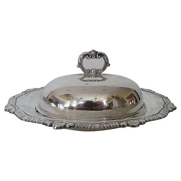 Silver Plate Oval Domed Butter Dish | Chairish