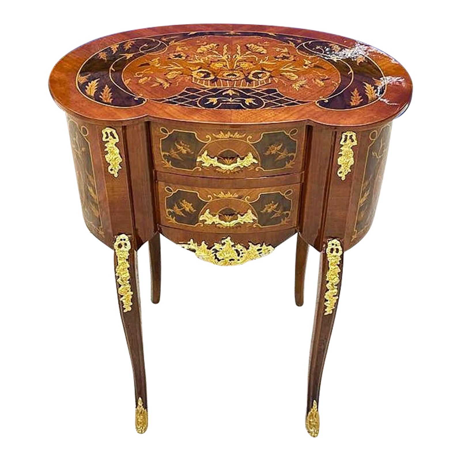 Louis XV Style Copper Bedside Table | Chairish