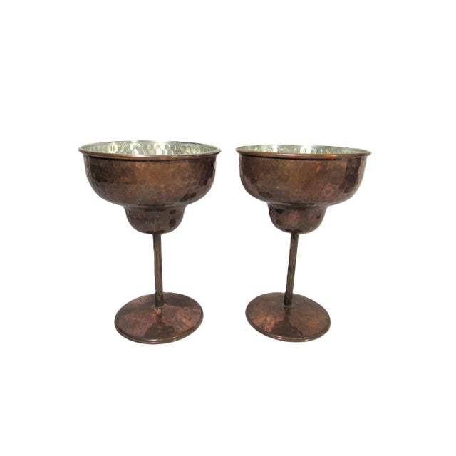 Vintage Pair of Istanbul Bakir Hammered Copper Goblets | Chairish