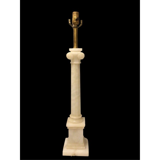 Mid-Century Signed Mabro Italian Alabaster Ionic Column Lamp | Chairish