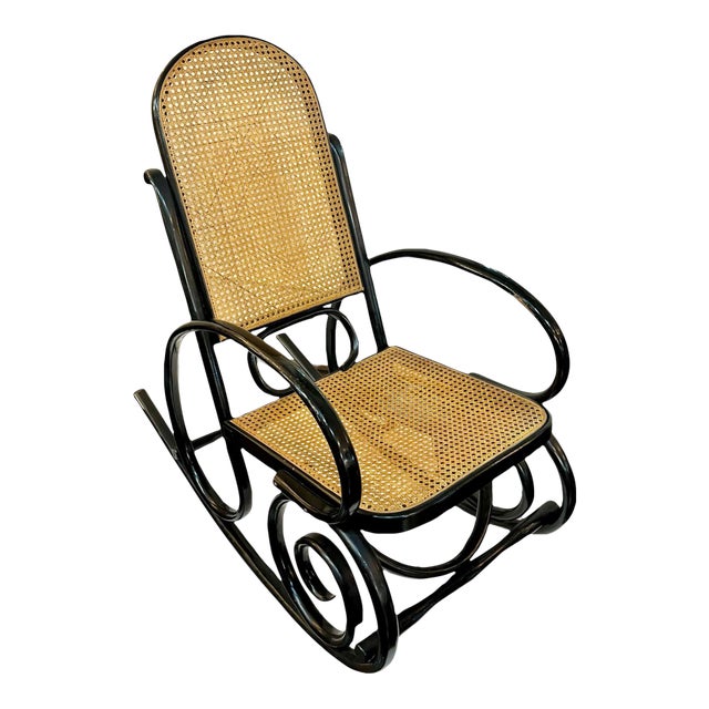 Mid 20th Century Vintage Thonet Style Black Bentwood Rocking Chair ...