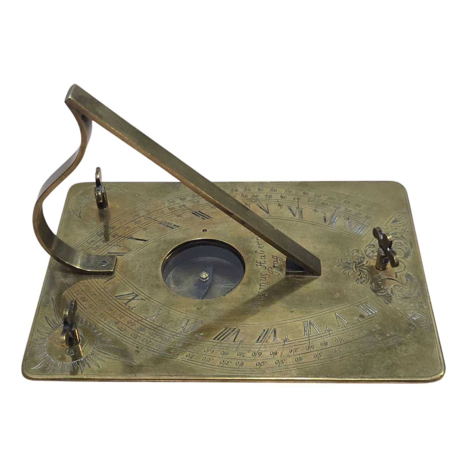 Horizontal Bronze Sundial after Erasmus Habermel, 1800 | Chairish