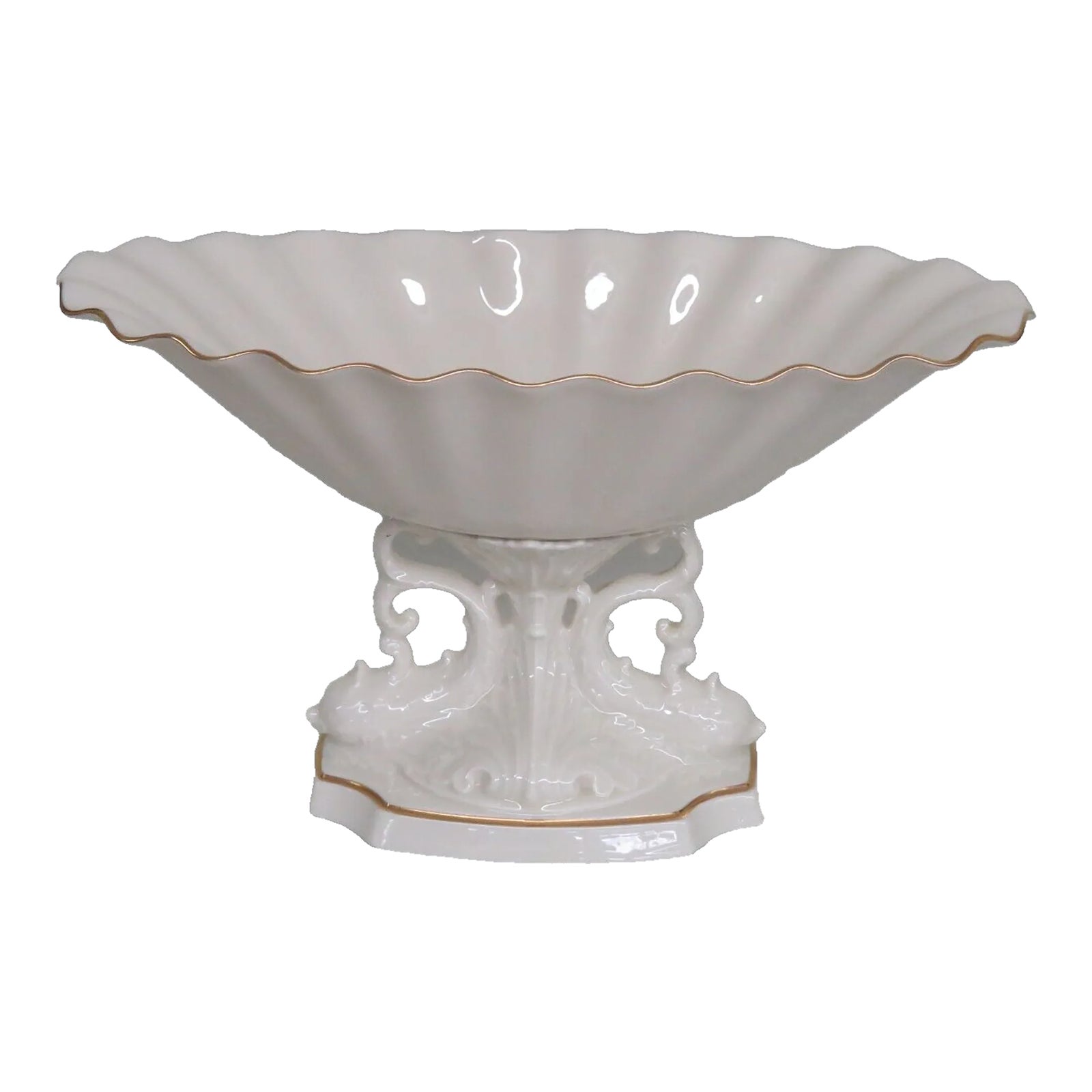 Lenox Aquarius Collection Dolphin Footed Centerpiece Bowl | Chairish