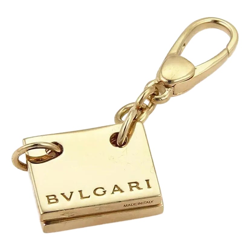 Bvlgari Signature 2 Page Binder 18k Yellow Gold Charm Pendant | Chairish