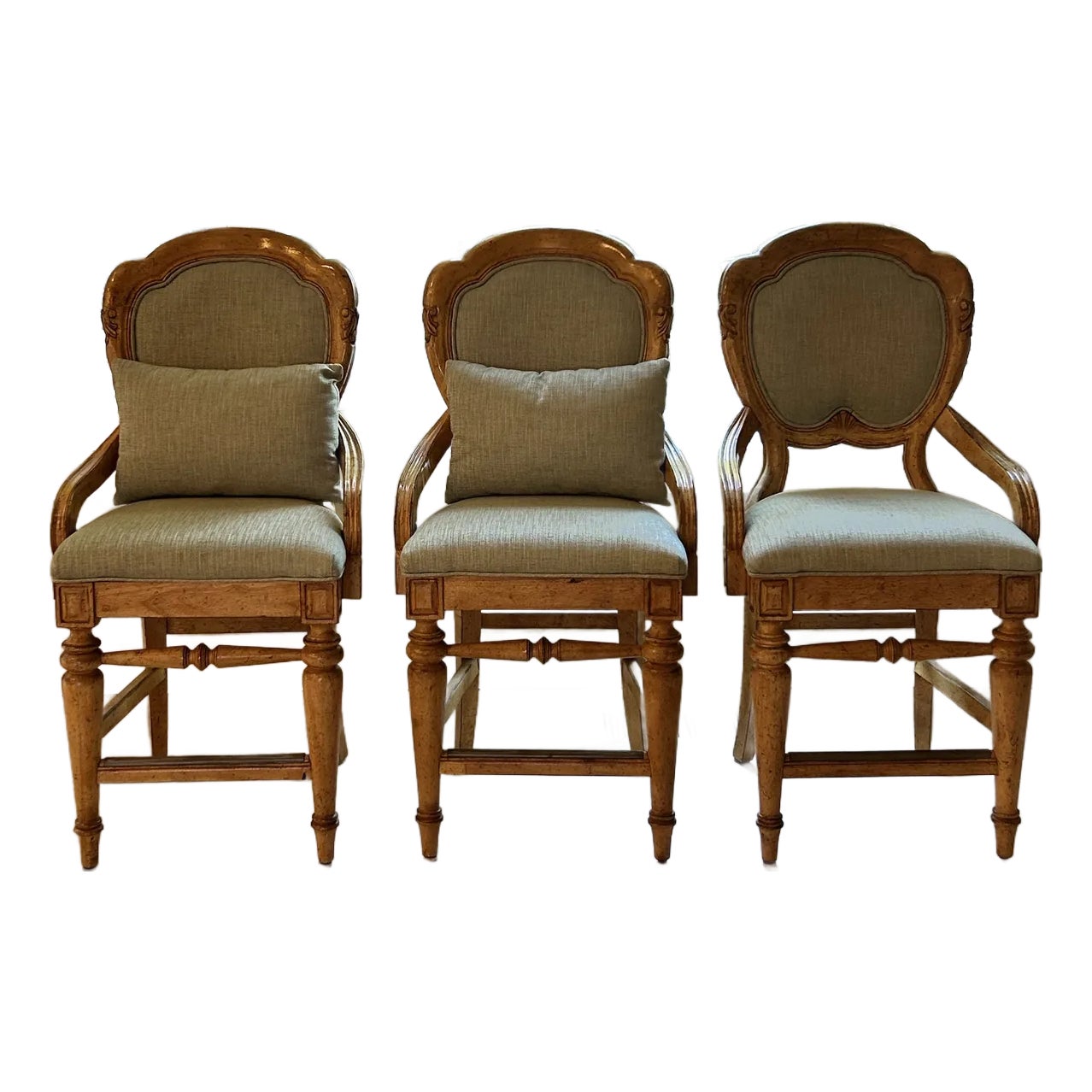 French Country Style Counter Stools- Set of 3 | Chairish