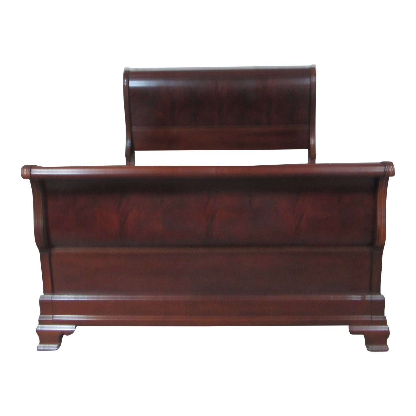 Ethan Allen Queen Bed Flame Mahogany Sleigh Amazing | Chairish