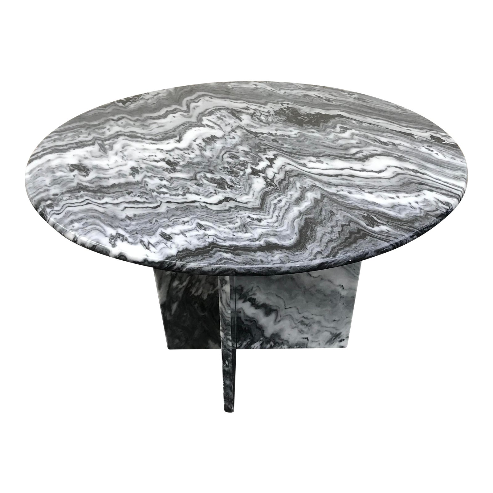 Vintage Offset Interlocking X-Base Marble Coffee Table | Chairish