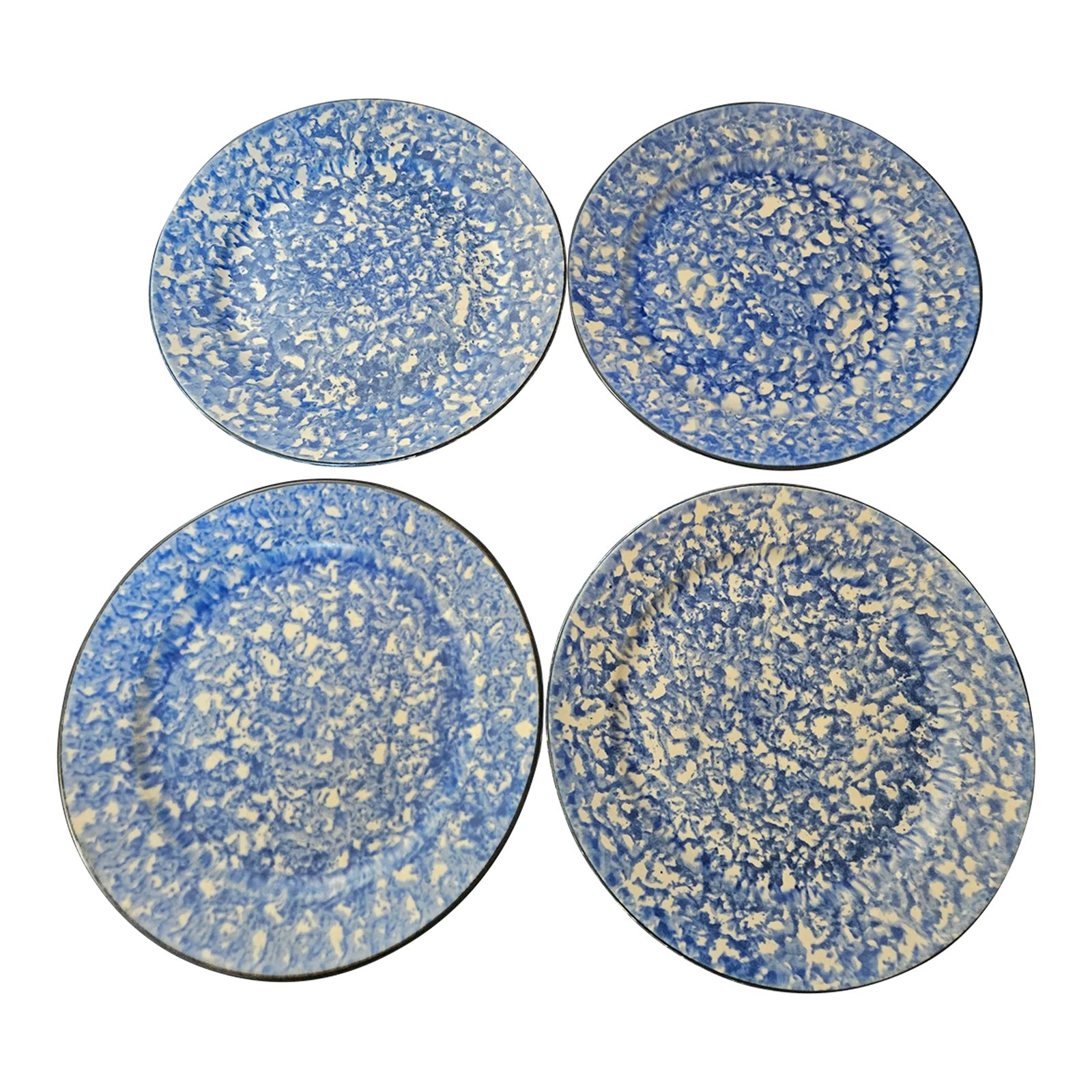 Vintage Stangl Blue and White Town and Country Spongeware Plates - Set ...