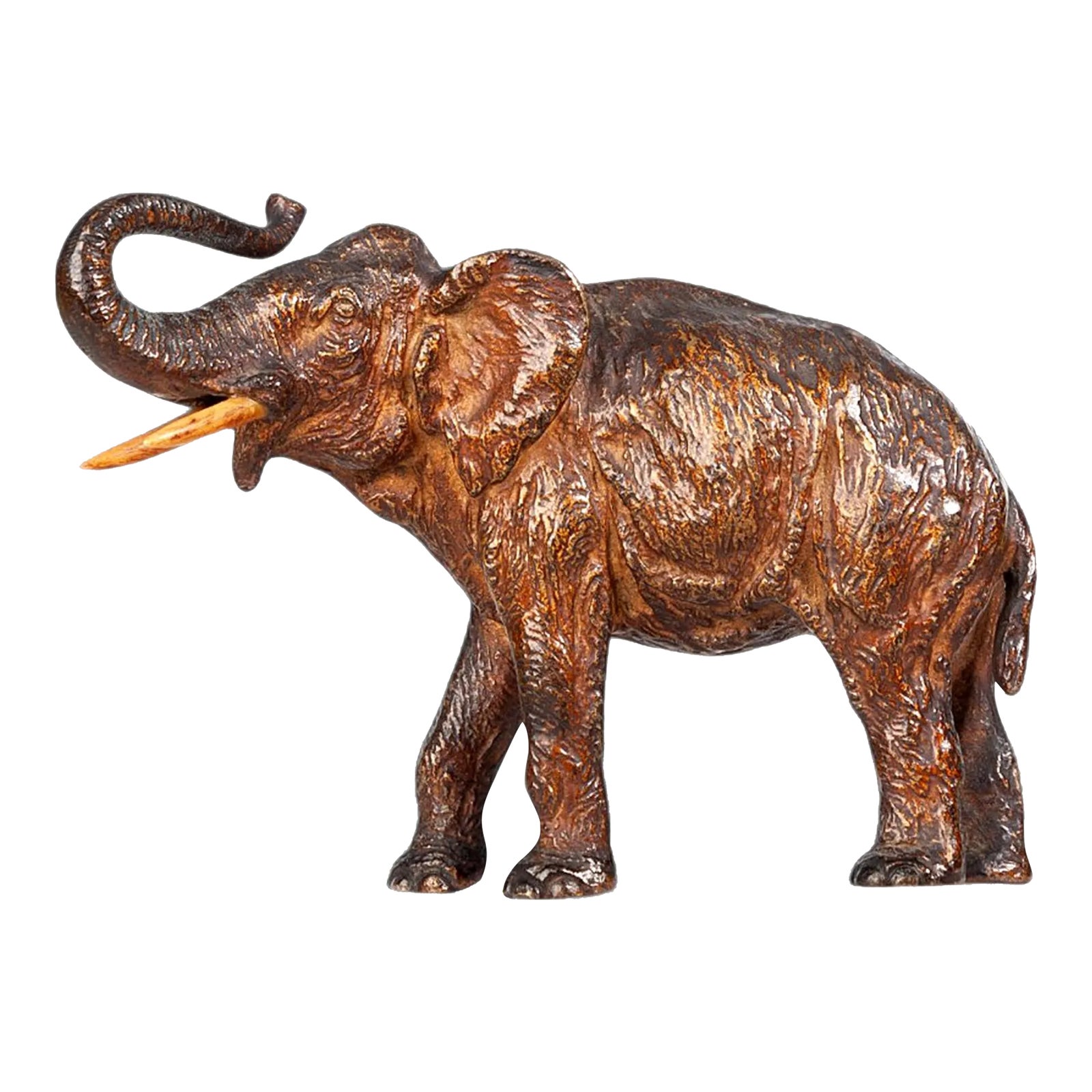 Early 20th Century Art Nouveau Cold-Painted Bronze Small Elephant ...