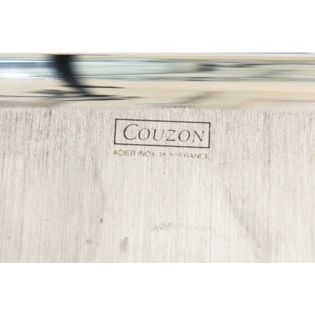 French Signed Couzon Stainless Steel and Black Resin Tray | Chairish
