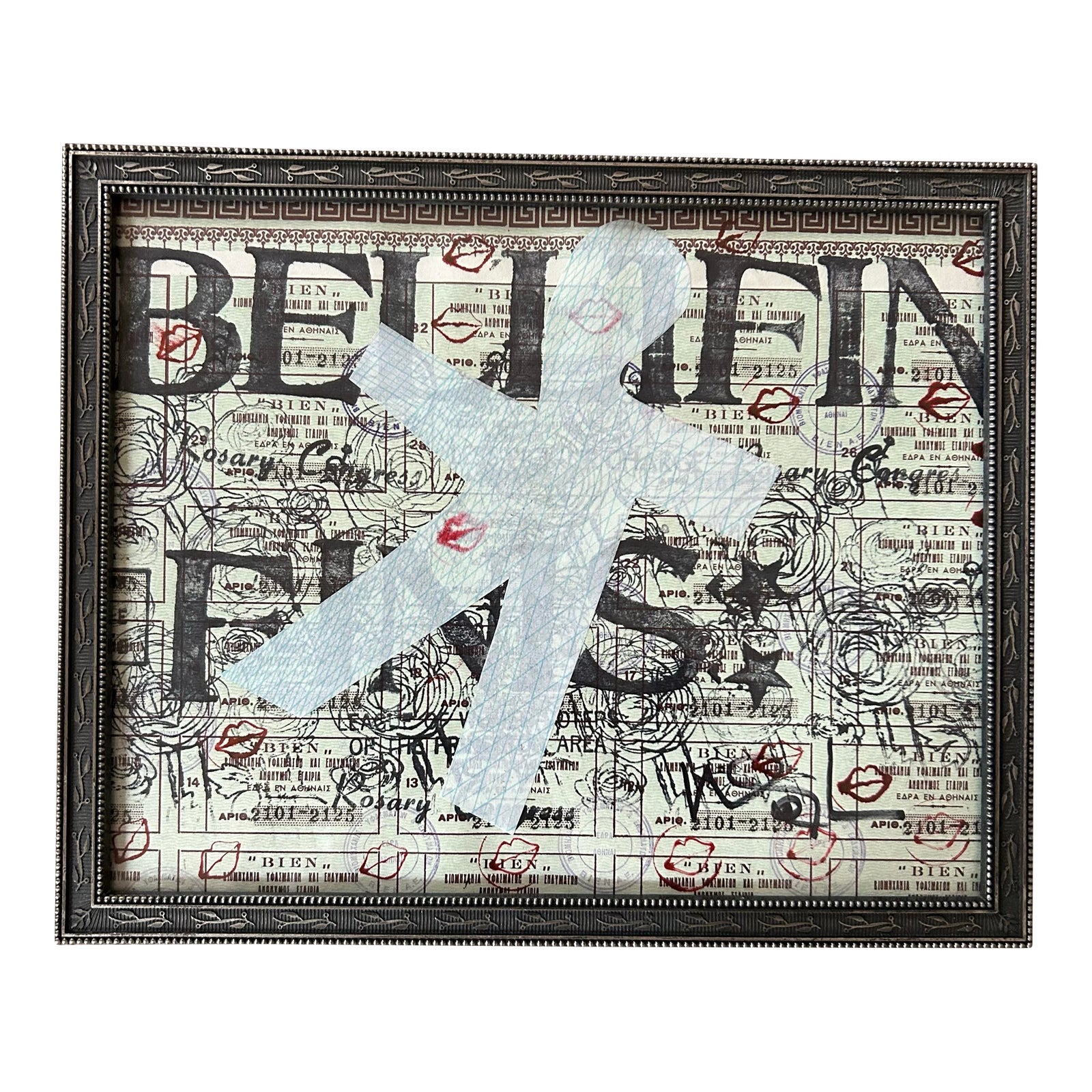 Contemporary Collage ‘Bella Finis With Kisses’ by Wayne Cunningham ...