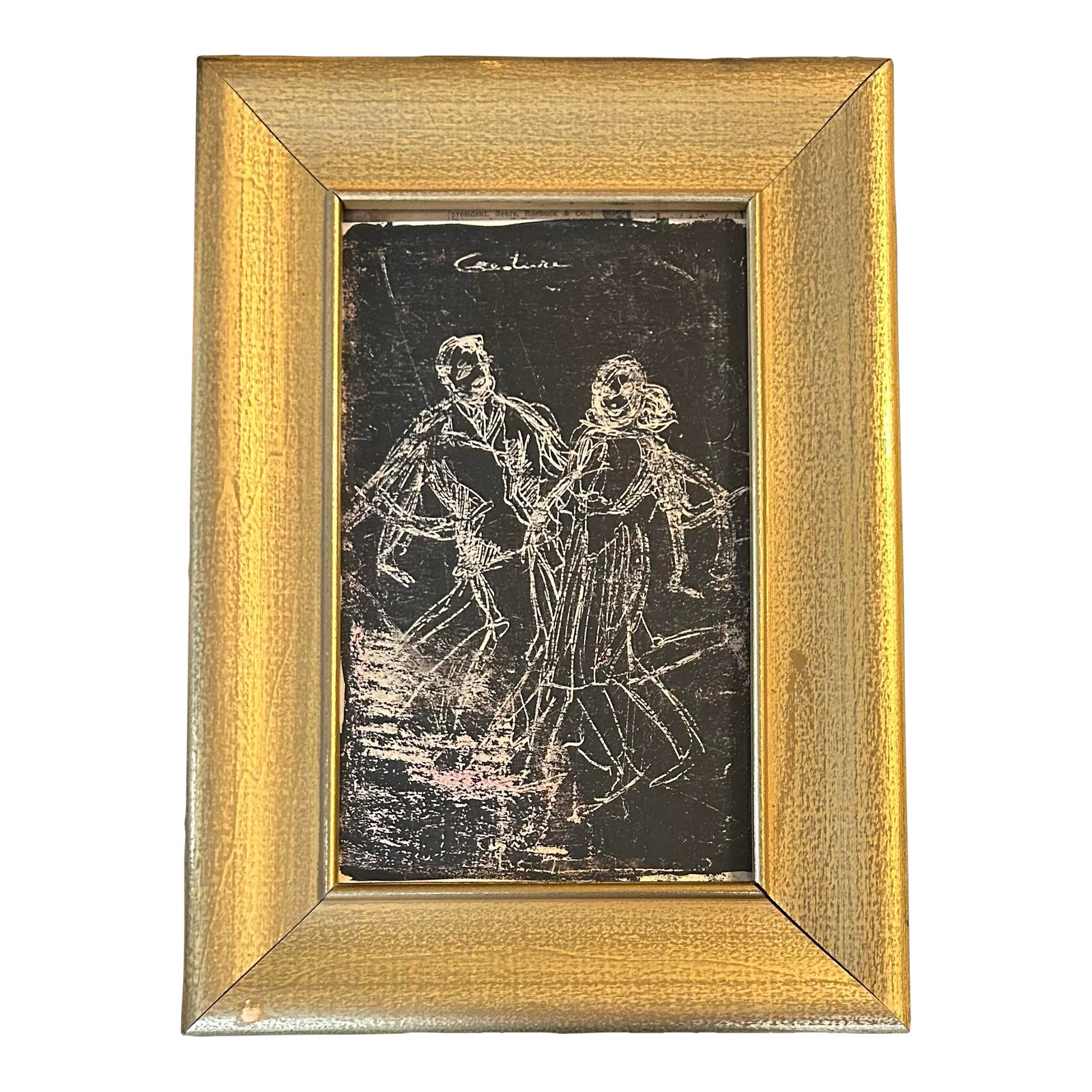 1970’s Original Abstract Dancing Figures Etching | Chairish