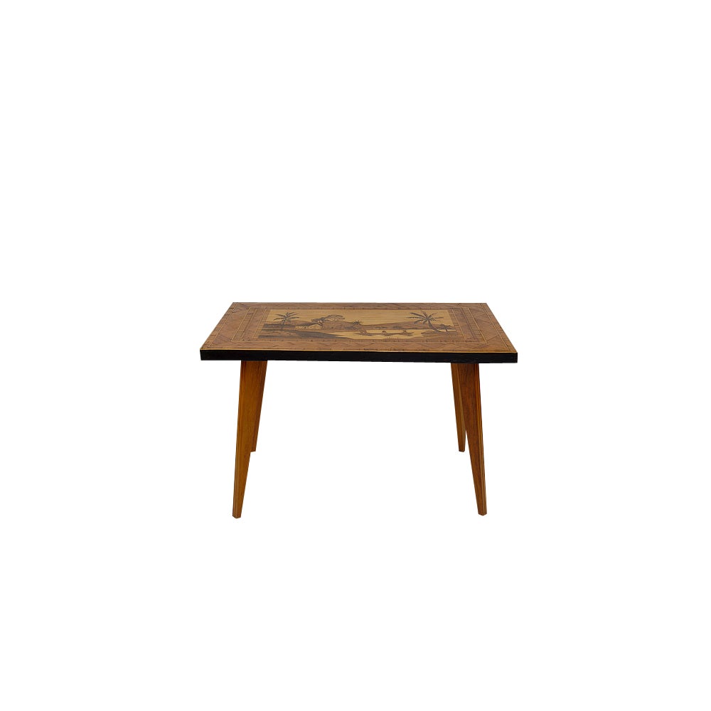 Mid-Century African Colonial Coffee Table with Inlaid Wood, 1960s ...