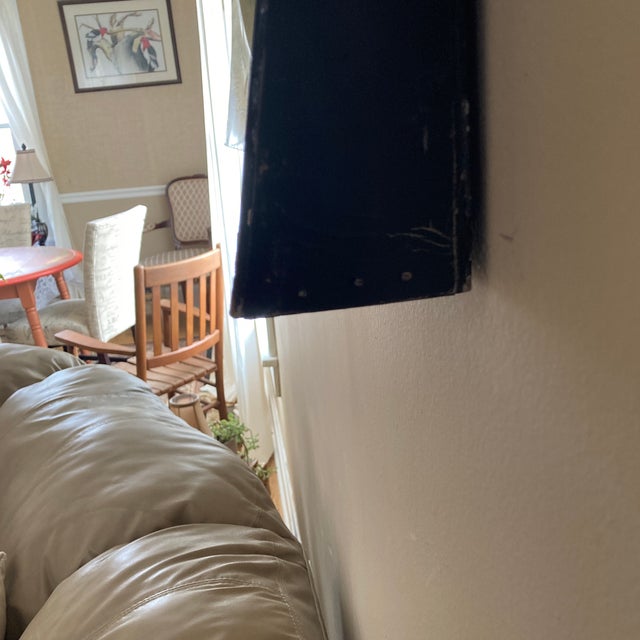 Vintage Large Box Veneer Frame Concave Beveled Wall Mirror | Chairish