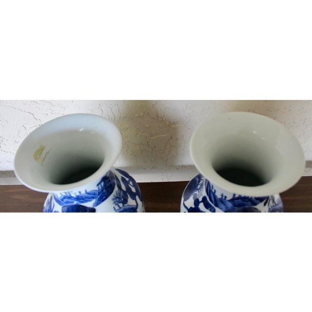 Pair of Blue & White Chinese Porcelain Figural Scenic Vases W/ Doyle ...