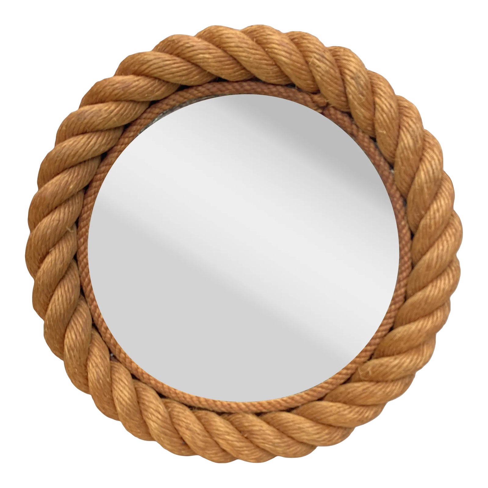 Mid-Century Round Rope Mirror Adrien Audoux and Frida Minet | Chairish